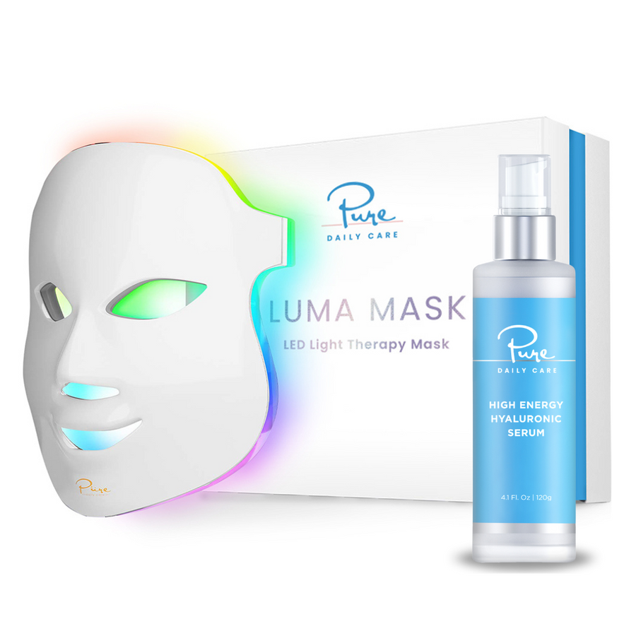 LUMA LED Mask & 4oz Jumbo Hyaluronic Serum Bundle – Pure Daily Care