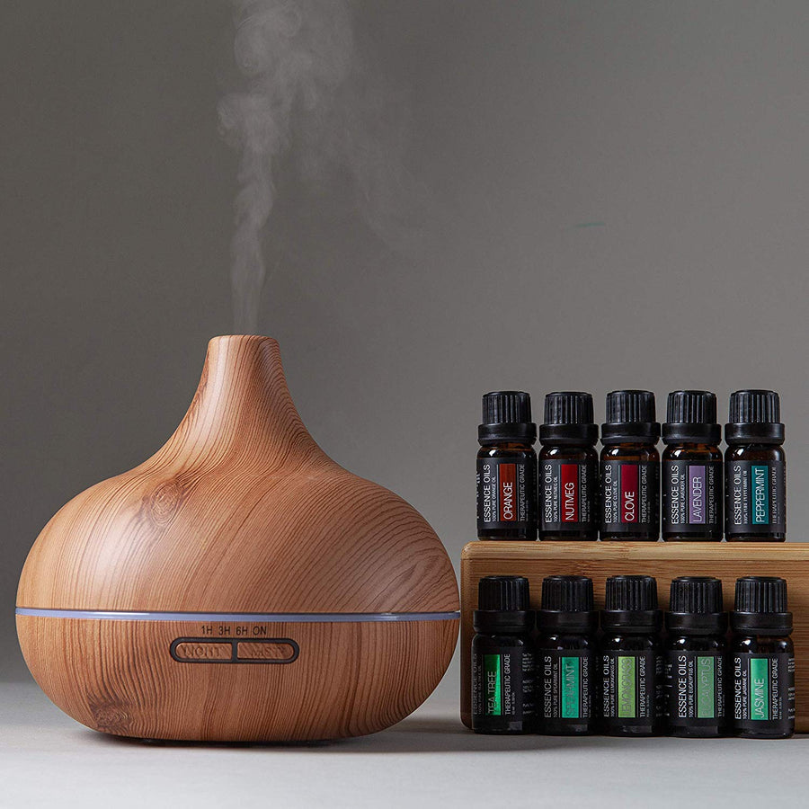 Ultimate Aromatherapy Diffuser & 10pc Essential Oil Set with Stand - L